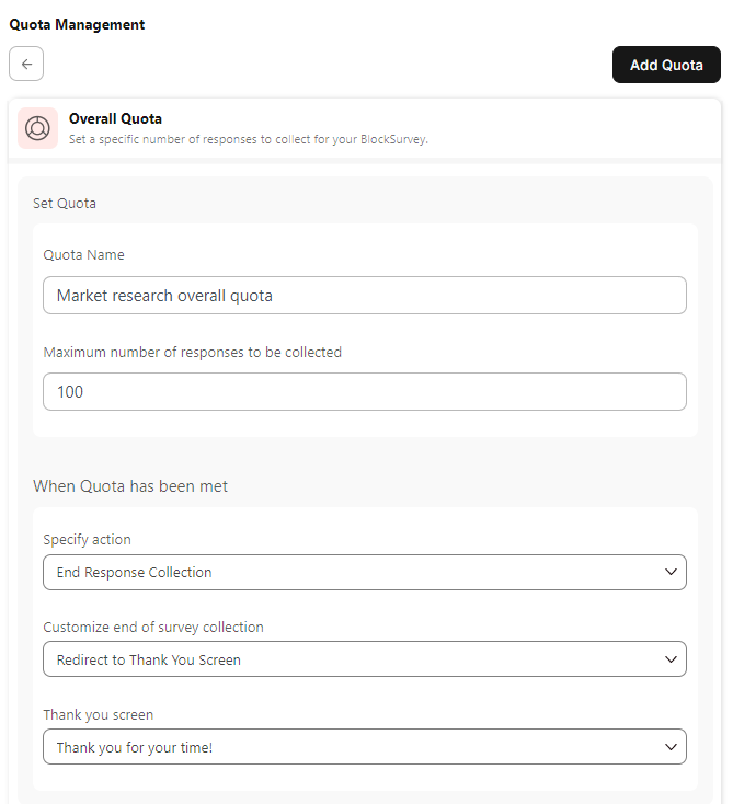 How to use quota management in surveys? | BlockSurvey
