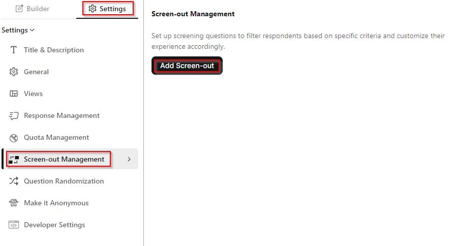 How to use screen-out management in surveys? | BlockSurvey