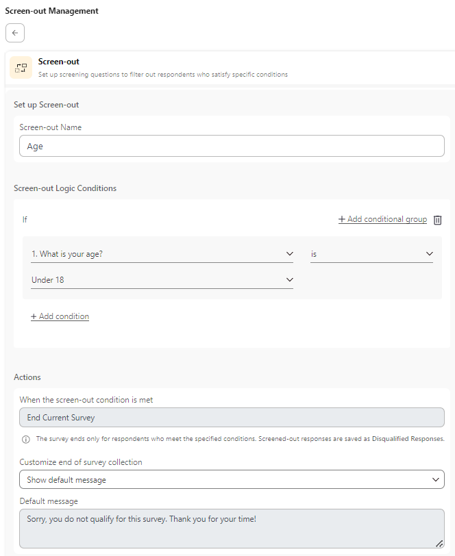 How to use screen-out management in surveys? | BlockSurvey